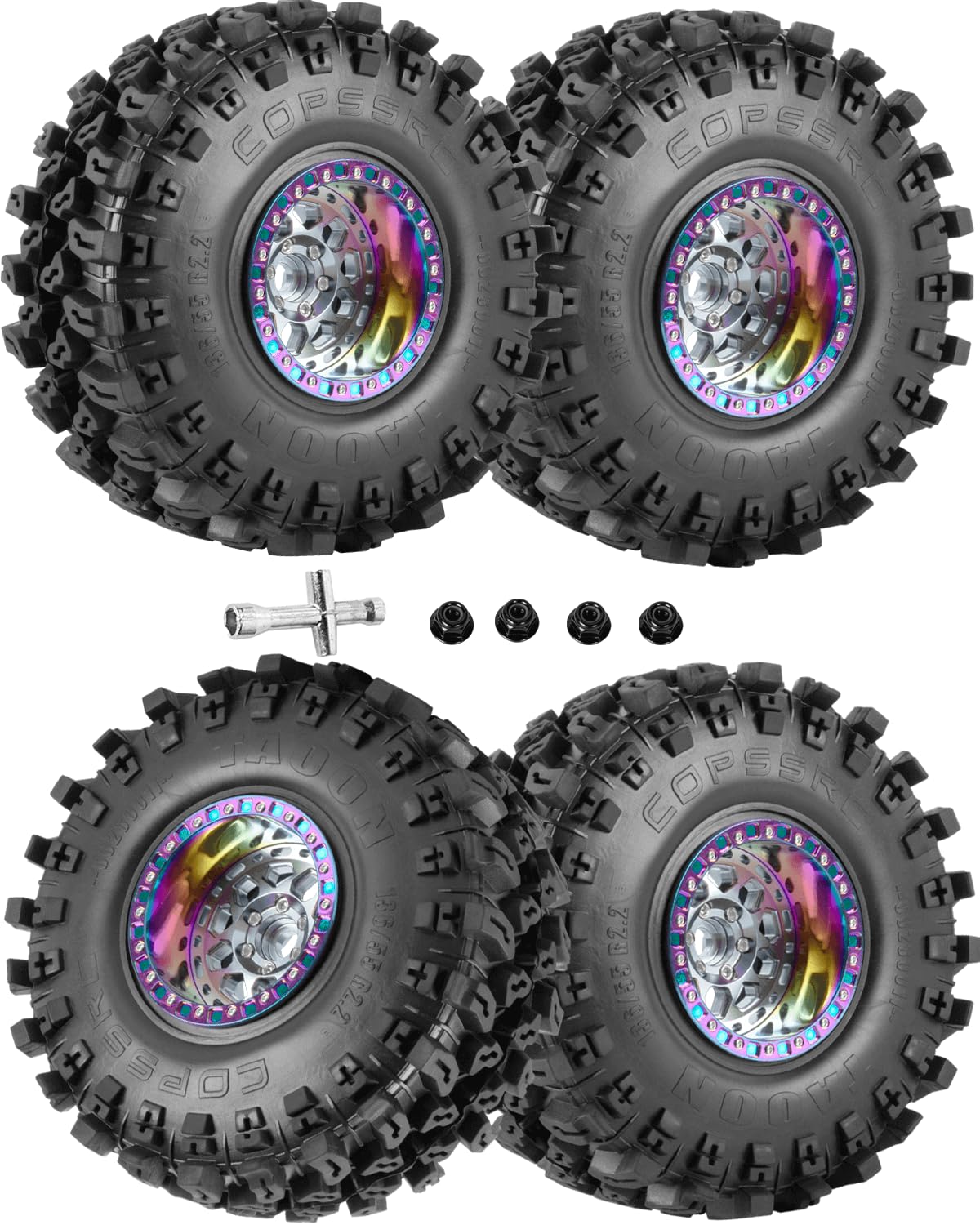 Amazon.com: RcarmubWow RC 2.2 Beadlock Wheels and Tires for 1/10 TRX4 ...