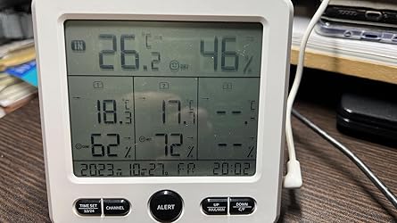 Amazon.co.jp: Timloon デジタル温度湿度計 外気温度計 ワイヤレス 温湿度計 室外 室内 3つセンサー 高精度 LCD大画面 バックライト機能付き 時計カレンダー/最高最低 ...