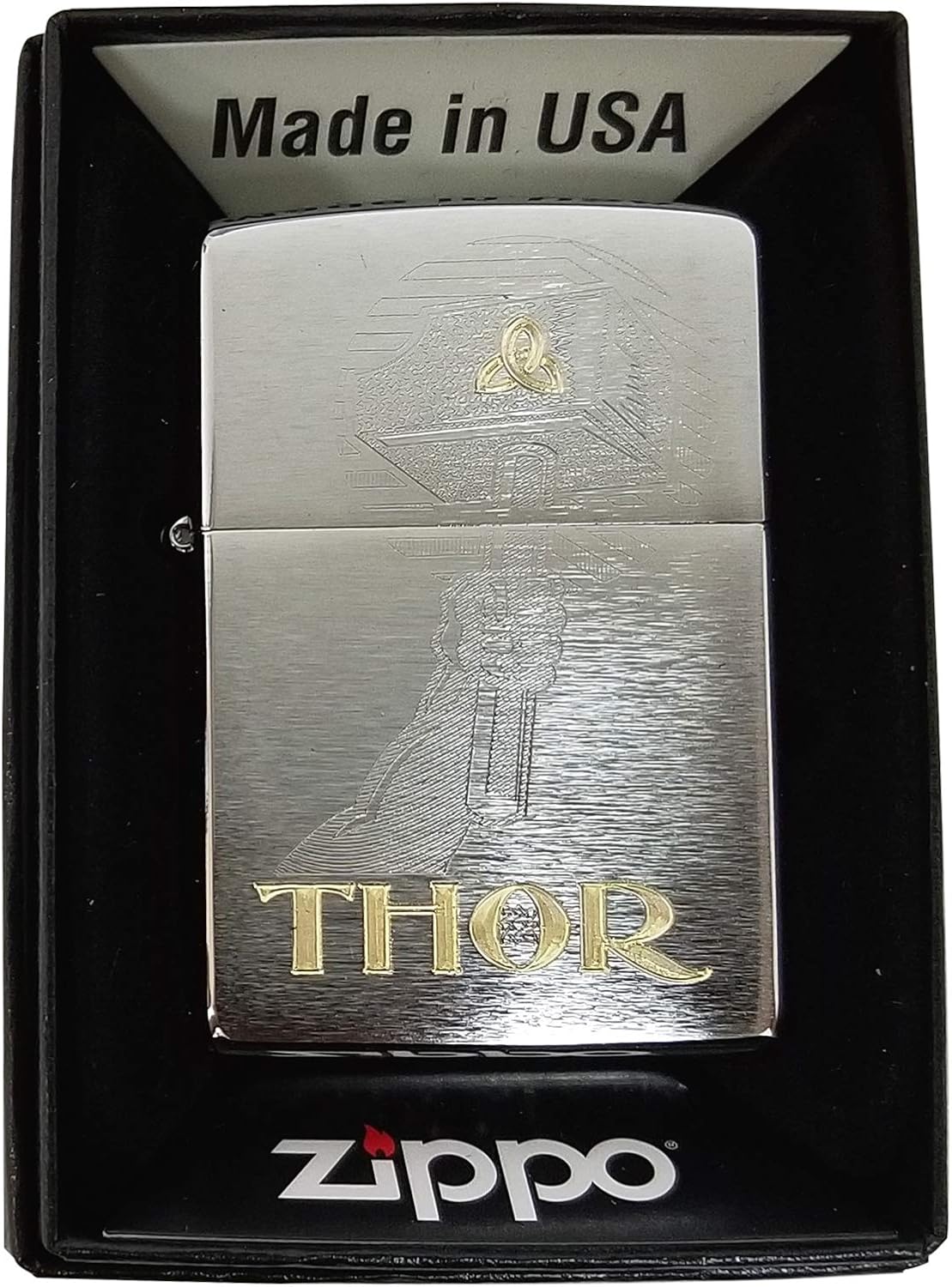Amazon.com: Zippo Custom Lighter - Brush Finish Chrome Mythological ...