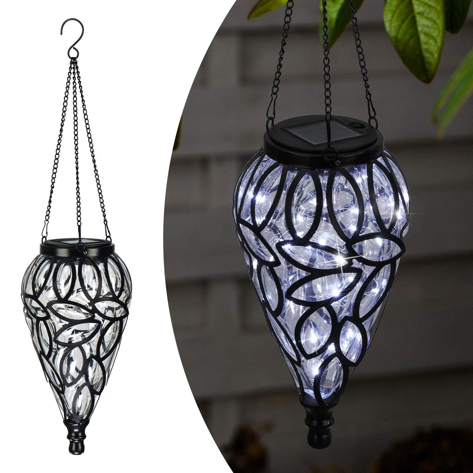 Amazon.com: Solar Hanging Lantern Outdoor Lights, Tear-Shaped 15 LEDs ...