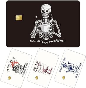Amazon.com: 4 Pcs Funny Debit Card Covers Sticker, Black Skull Raccoon ...