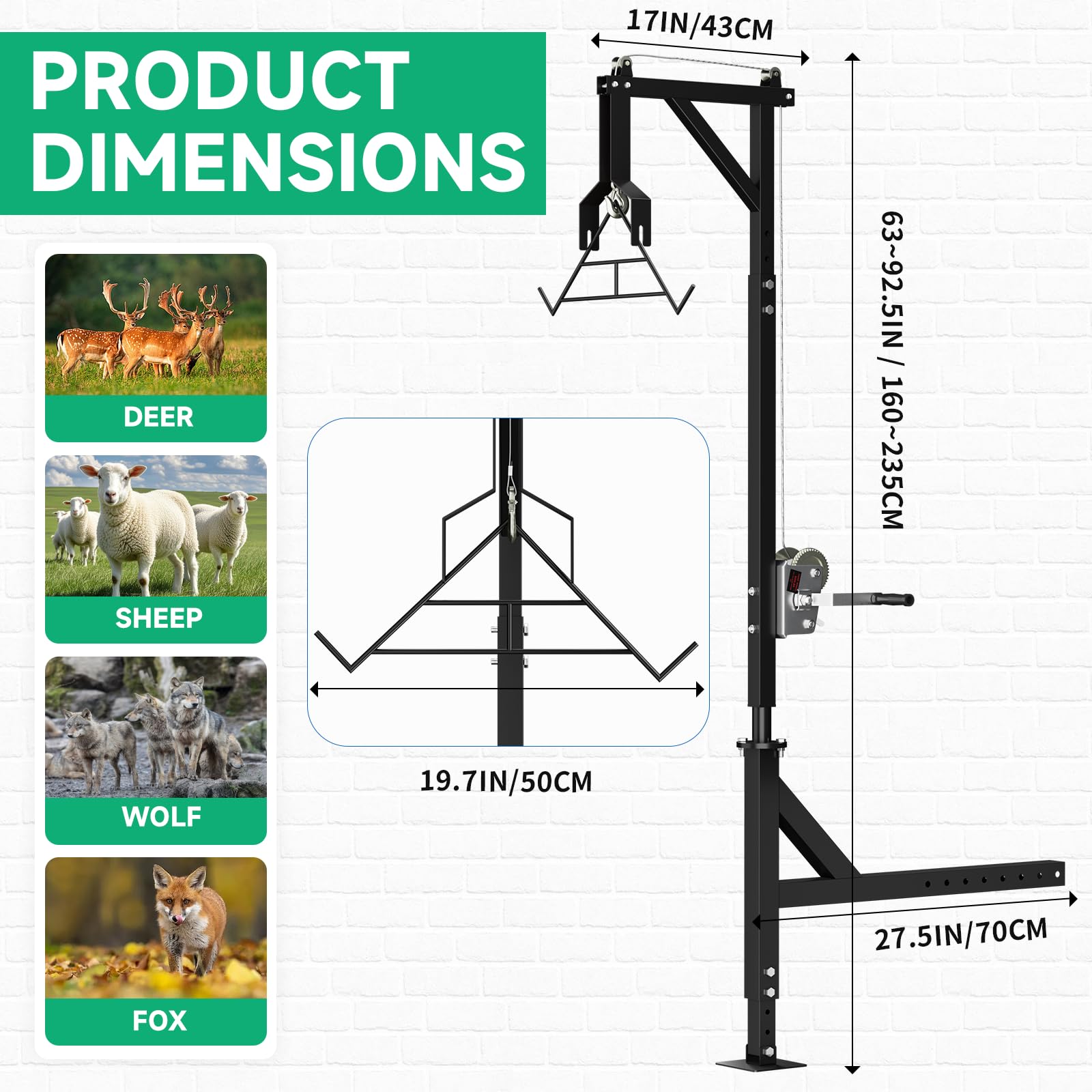 Snapklik.com : Hitch Mounted Deer Hoist,Adjustable Height And 360Swivel ...