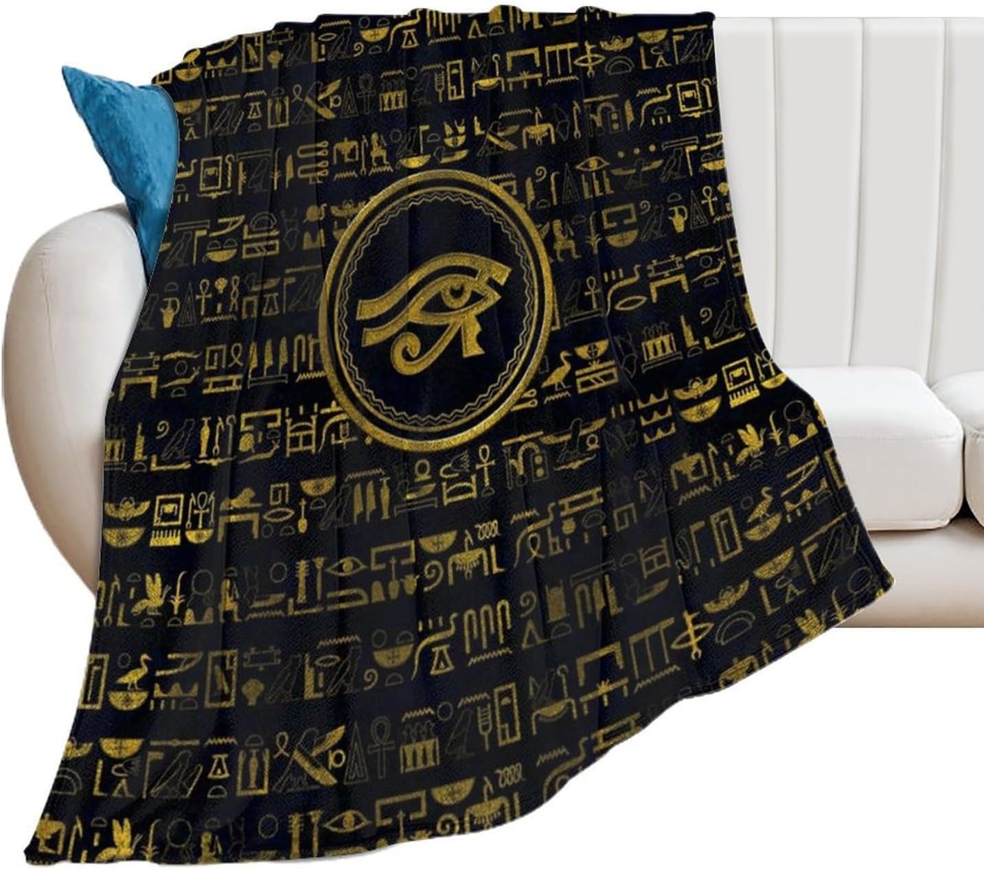 Amazon.com: Ancient Egyptian Ankh Eye of Horus Hieroglyphs Blanket Soft ...