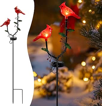 Cubular Solar Cardinal Bird Statue Light Outdoor, Solar Powered Garden ...