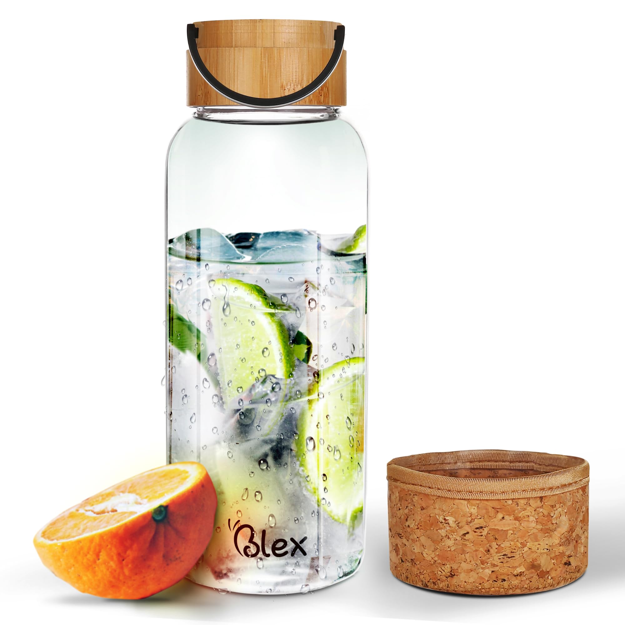 Amazon.com: Borosilicate Glass Water Bottle - 34Oz Glass Bottle with ...