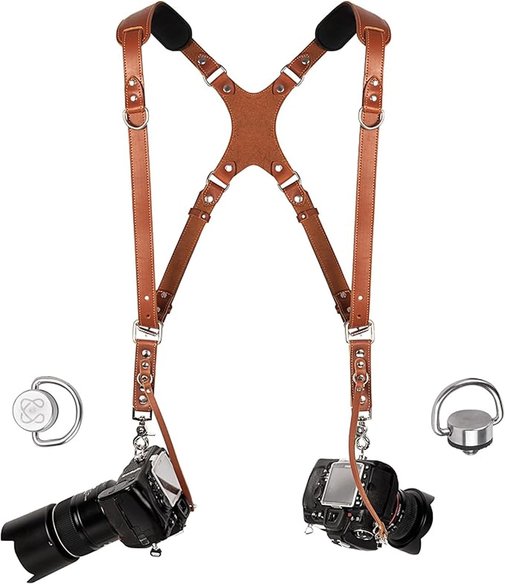 Amazon.com : Camera Harness for 2 Cameras – Slim Dual Shoulder Leather ...
