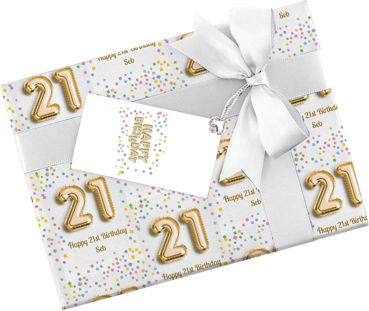 Personalised 21st Birthday wrapping paper featuring colourful confetti ...