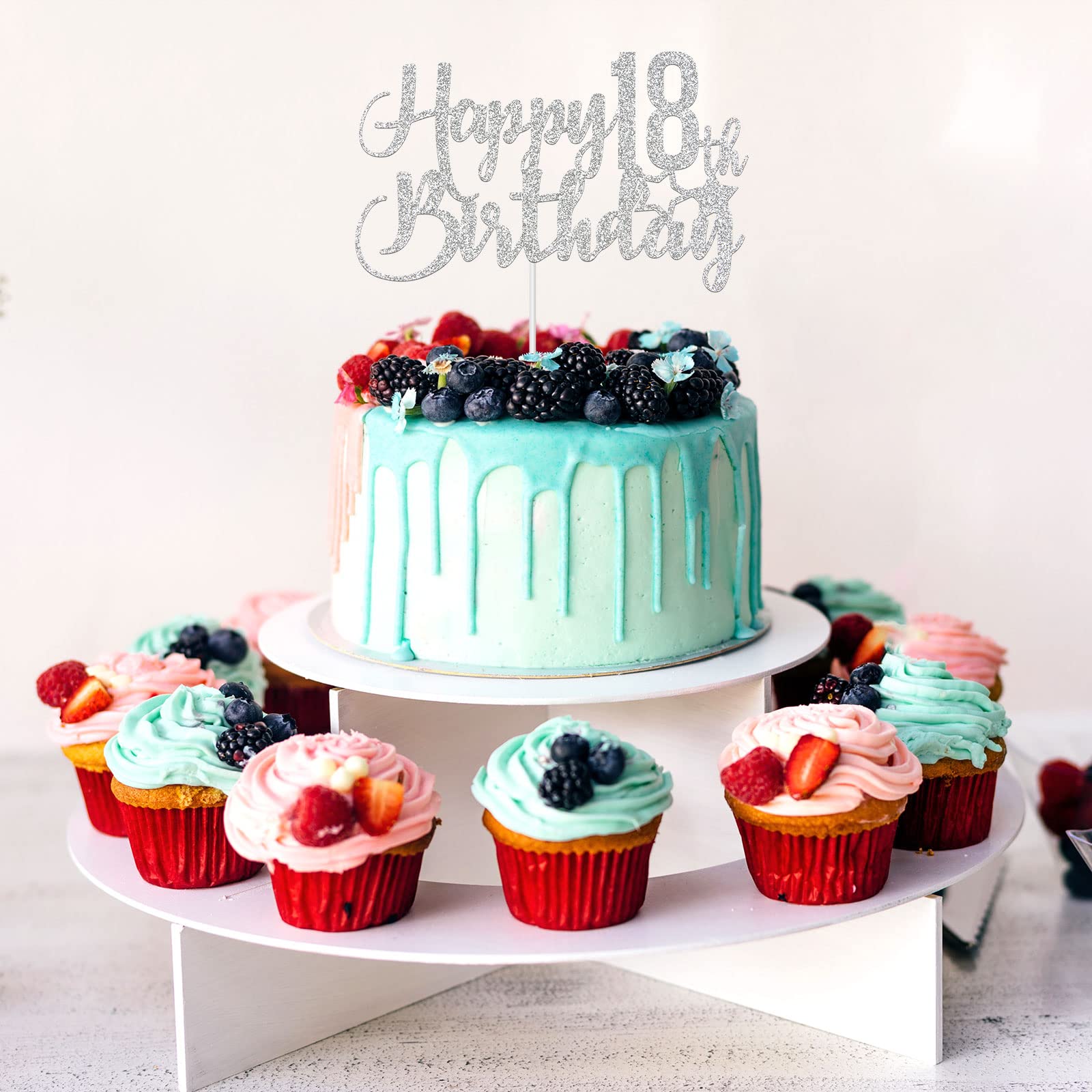 Buy Silver Glitter Happy 18th Birthday Cake Topper - 18th Birthday Cake ...