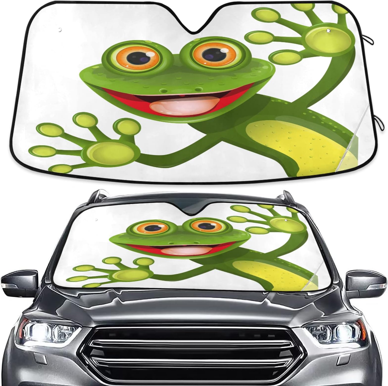 Amazon.com: Funny Cute Green Frog Windshield Sun Shade for Car Auto SUV ...