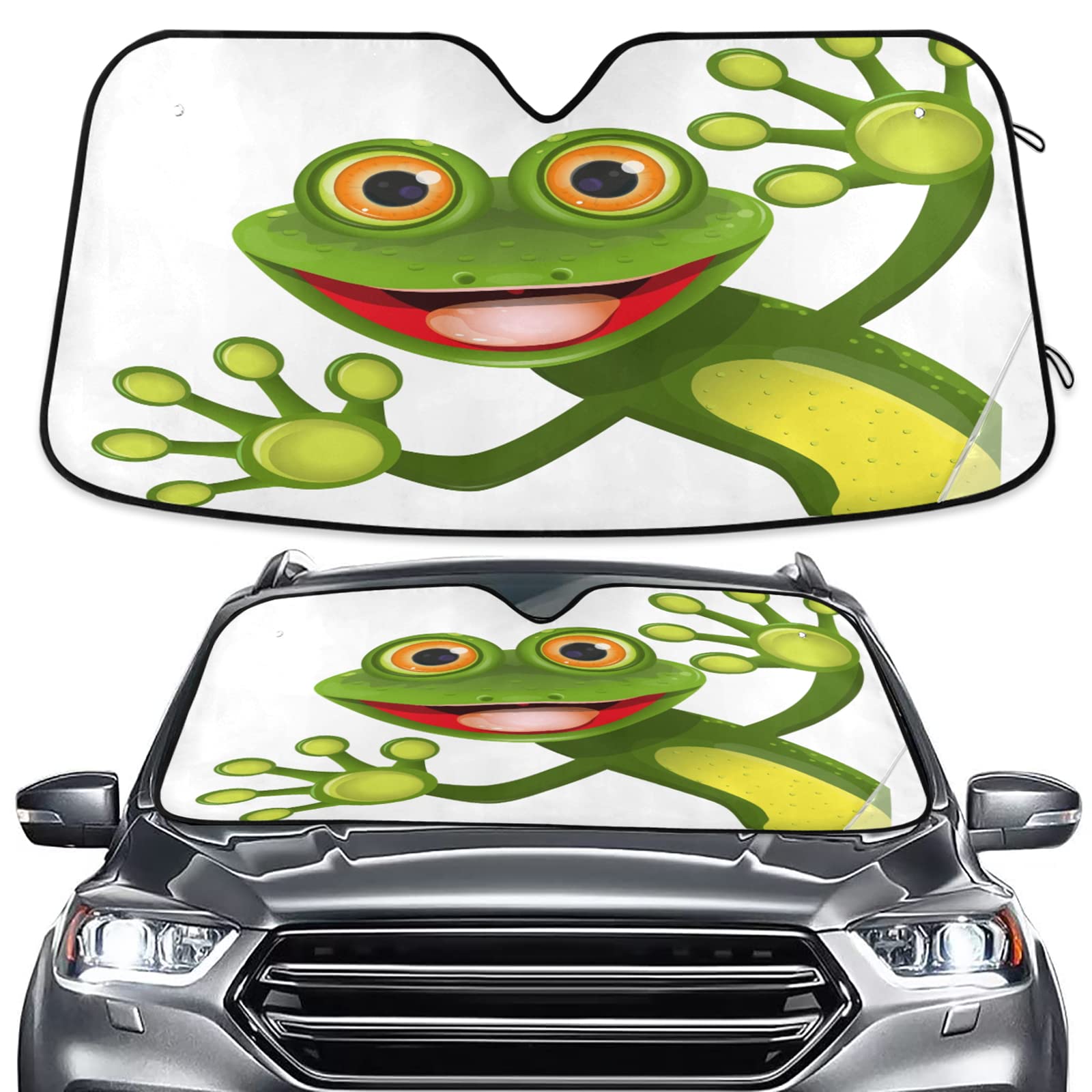 Amazon.com: Funny Cute Green Frog Windshield Sun Shade for Car Auto SUV ...