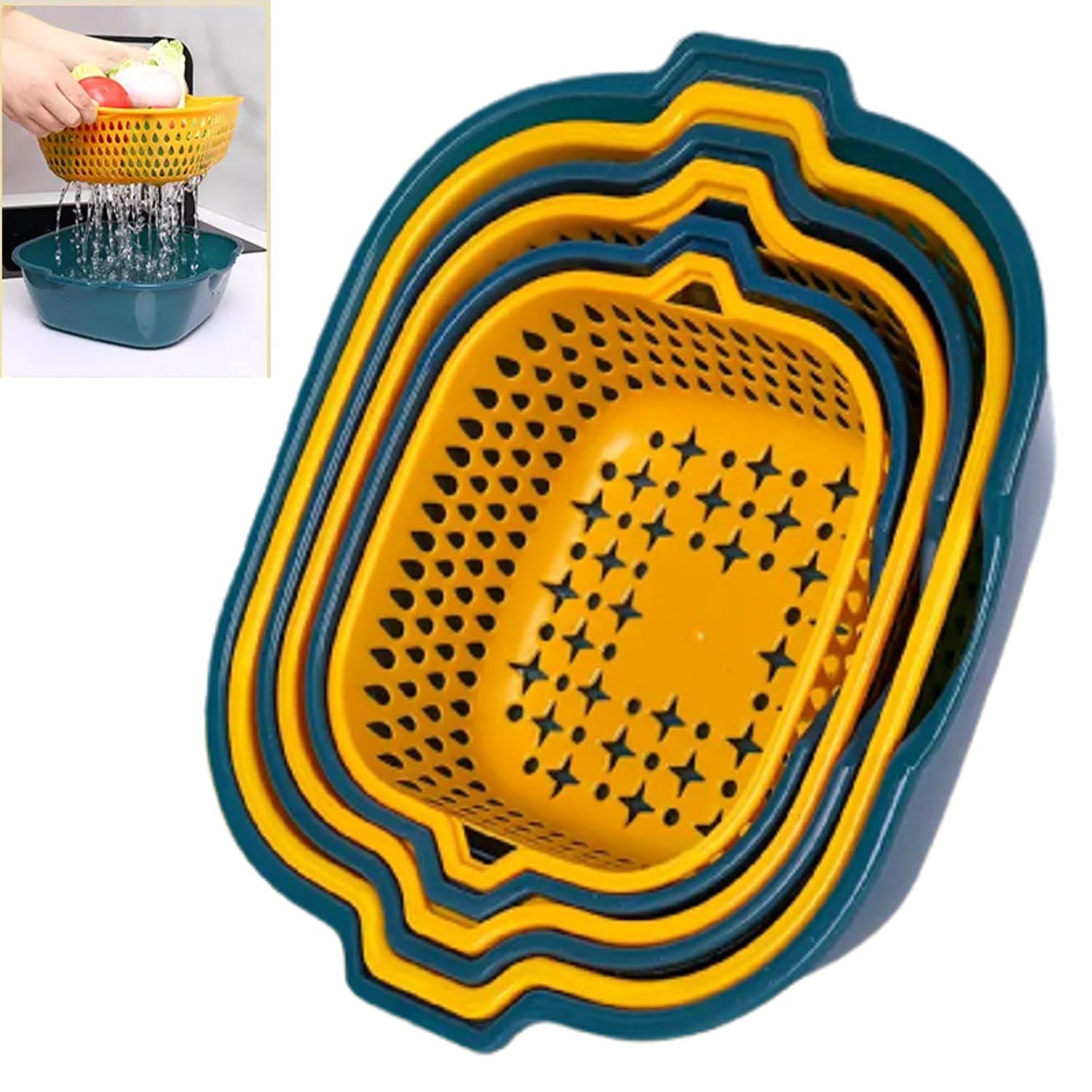 KRIVETY 6 Pcs Vegetable Washing Basket Strainers and Colanders Bowl Set ...