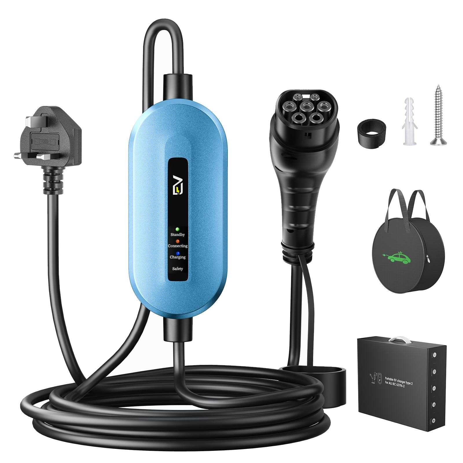 Evjuicionev Charger Cable Type 2 To 3 Pin Plug 6m | Desertcart QATAR