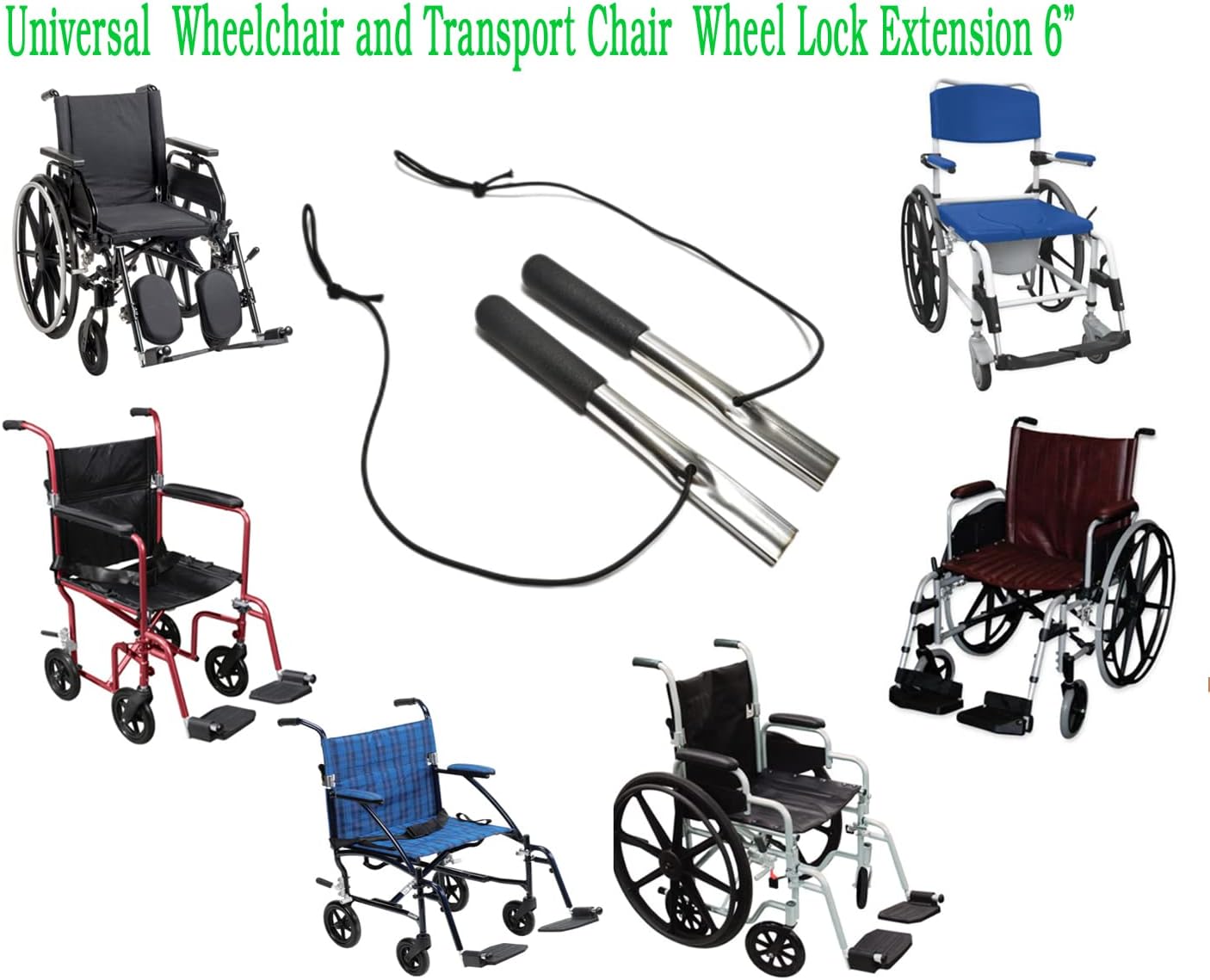 Buy Wheelchair Transport Chair Brake Handle Extension,6”,7.3-inch,Wheel ...