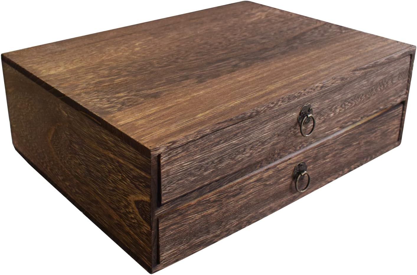 Amazon.com: KeaJuidy 2-Drawer Wooden Desk Organizer Wood Desktop ...