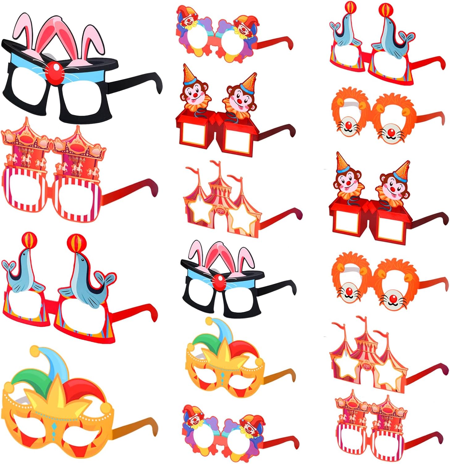 Amazon.com: Serencatcher 16Pcs Circus Paper Eyeglasses, Funny Carnival ...