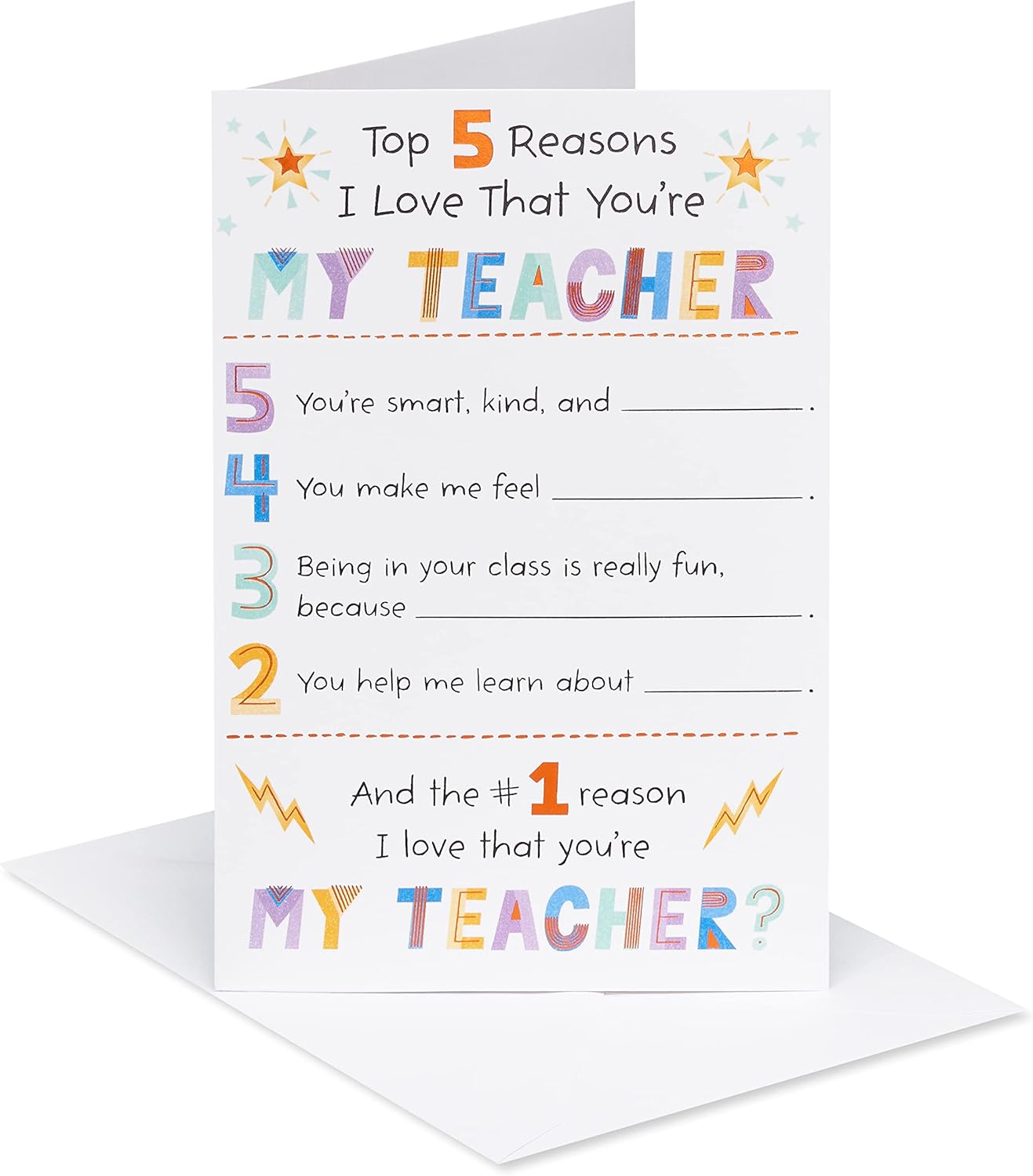 American Greetings Fill In The Blank Thank You Card for Teacher (Best ...