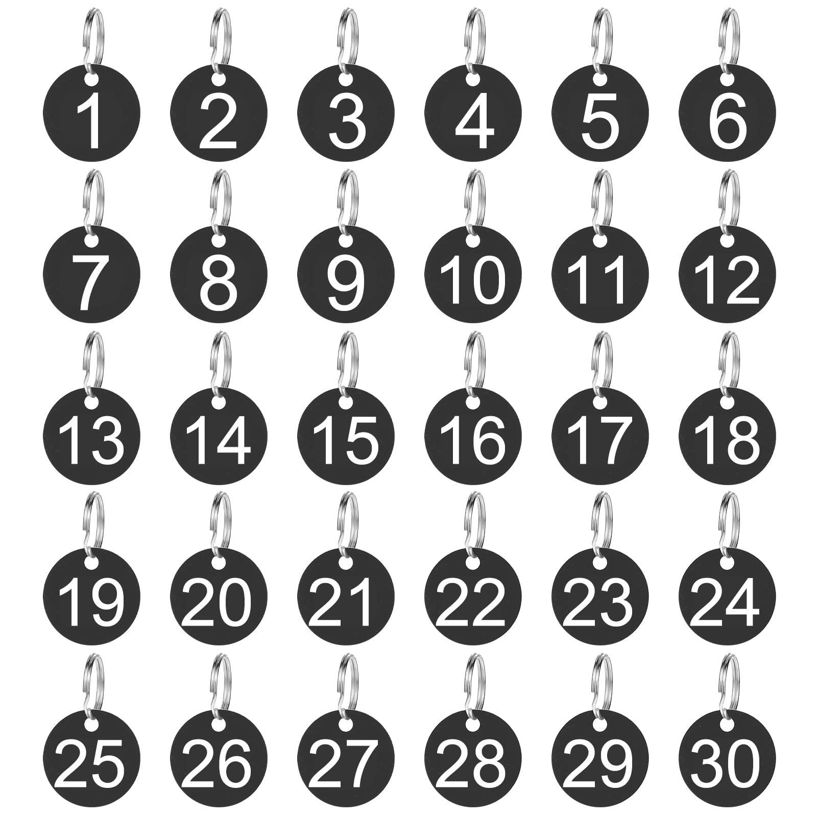 Amazon.com: 30 Pack 1-30 Plastic Numbers Tags with Key Rings, Numbered ...