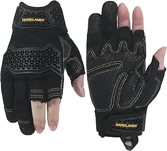 Amazon.com: HLDD HANDLANDY Fingerless Work Gloves, Utility Working ...