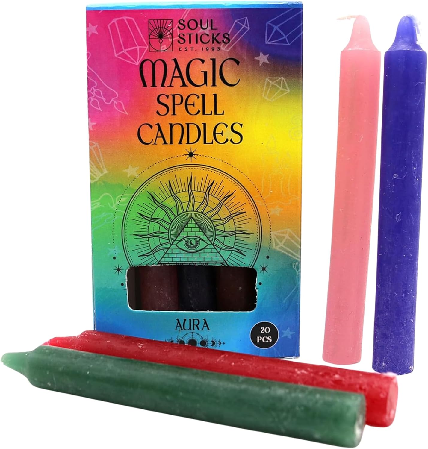 Amazon.com: SOUL STICKS Aura 4' Magic Spell Chime Taper Candles, 20 pcs ...