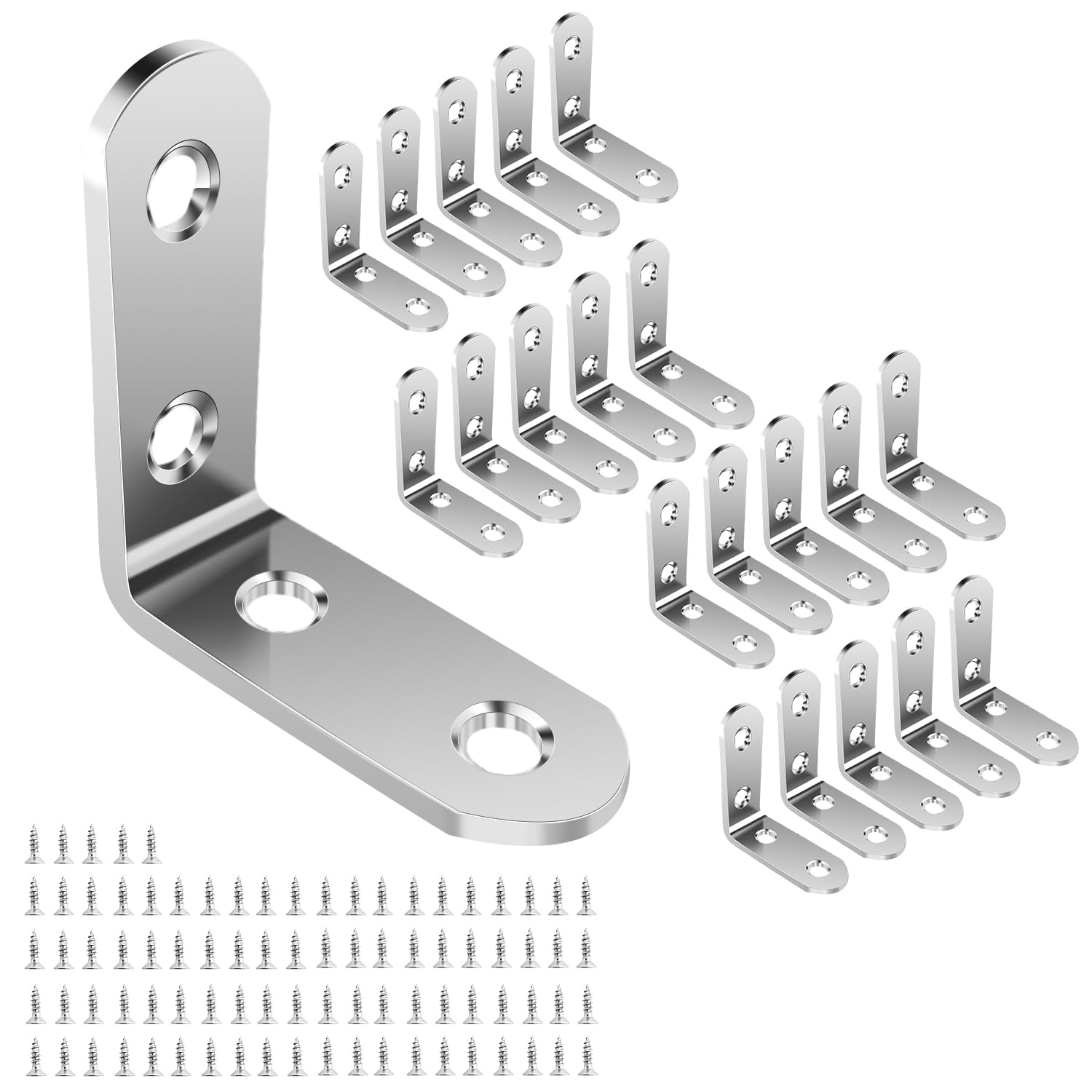 shinfly Angle Brackets 20 Pcs, L Brackets for Wood with 85 Pcs Screws ...
