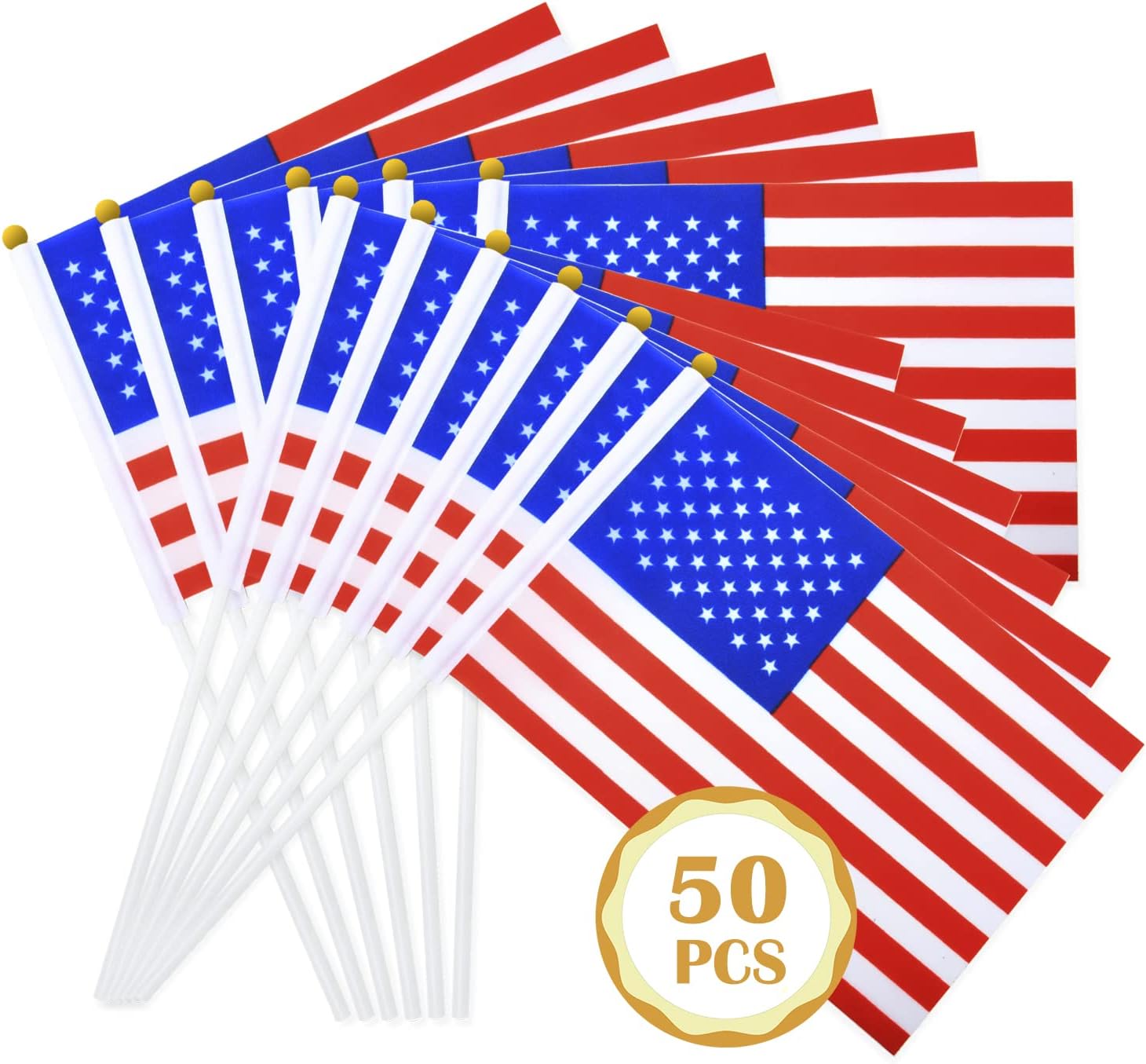 Amazon.com : 4th of July Flag Decorations - 50 Pack USA Hand Held Flag ...