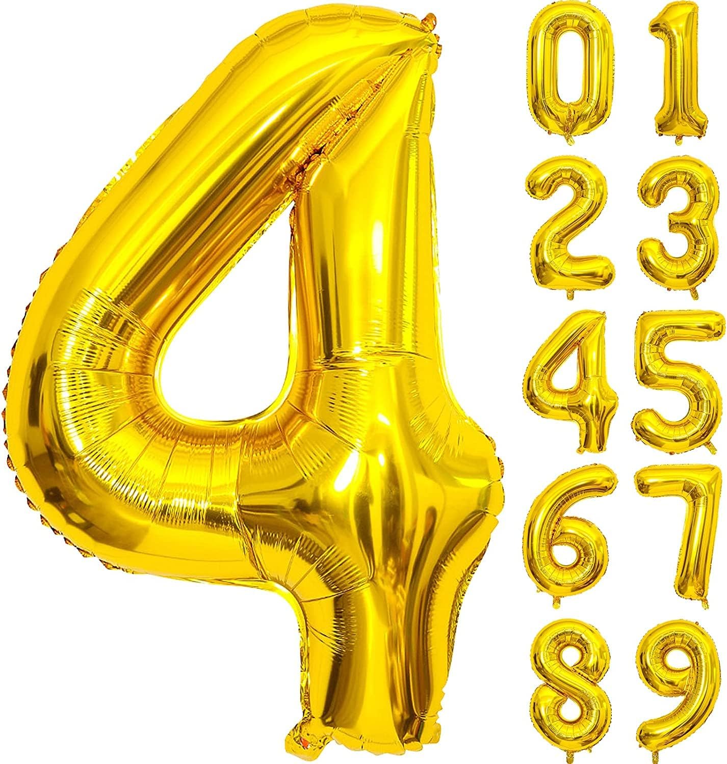 Flyloons 4 number Golden Foil Balloon 16 inch Size Birthday Decoration ...
