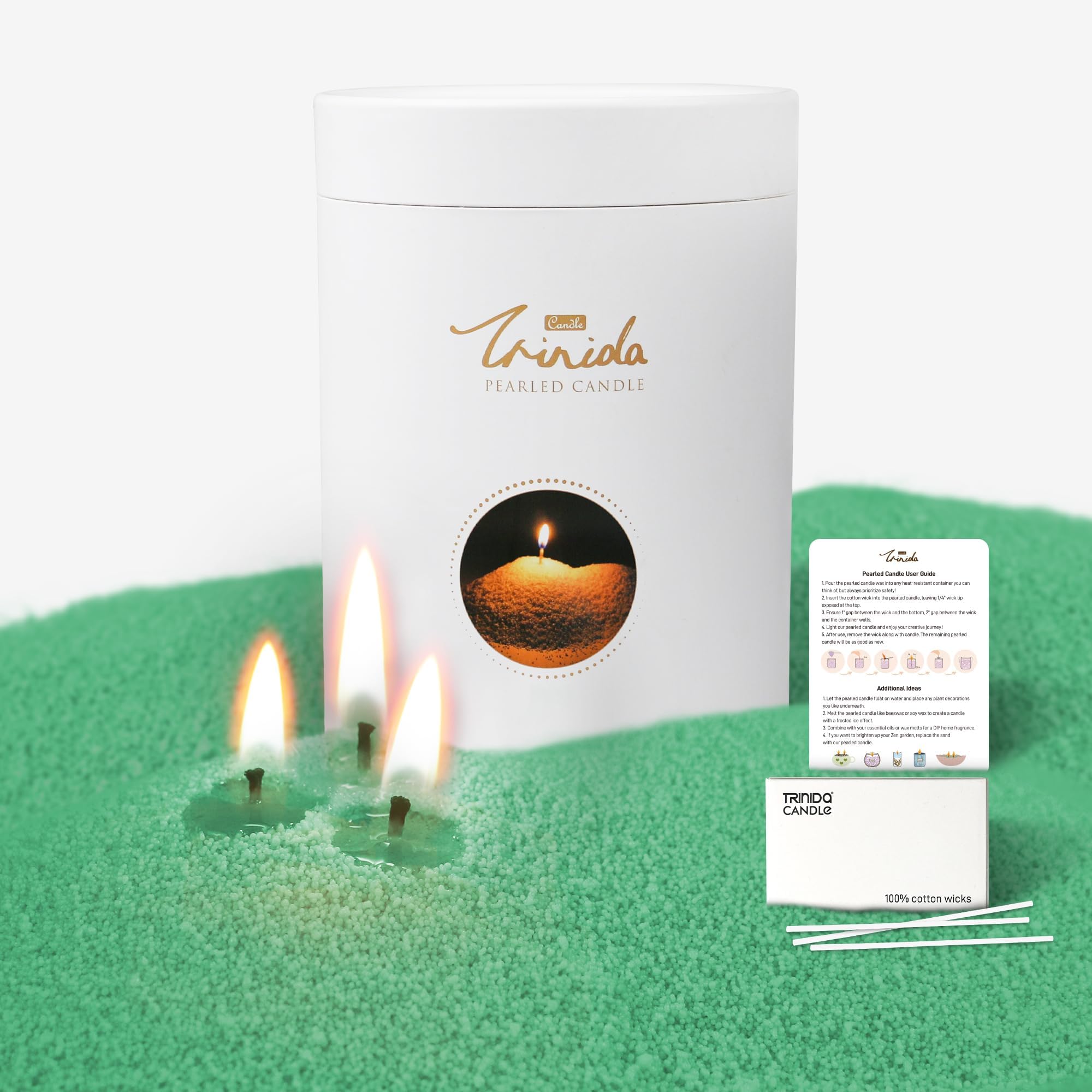 Amazon.com: TRINIDa Pearled Candle 18 Oz, Unscented Sand Candles with ...