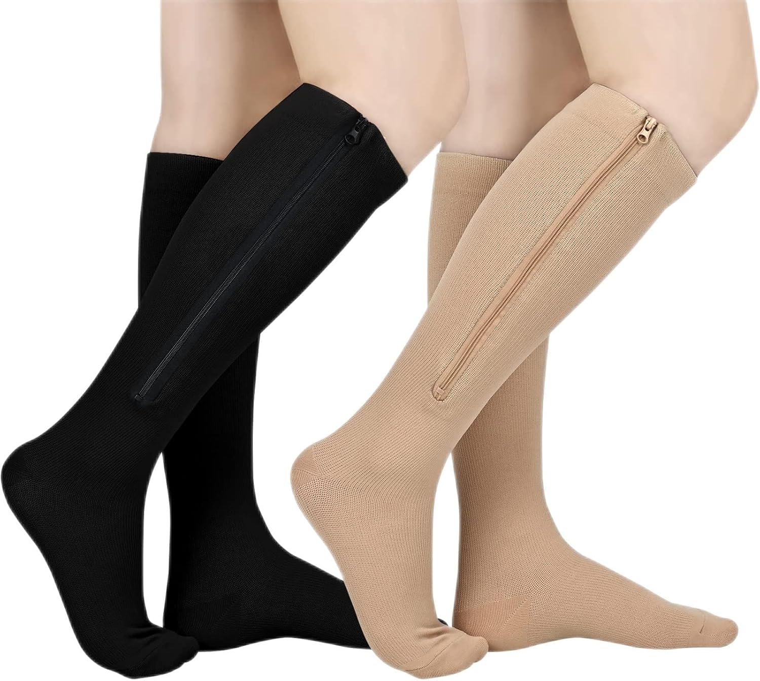 Amazon.com: JYUOZI 2 Pairs Zipper Compression Socks, Closed Toe ...