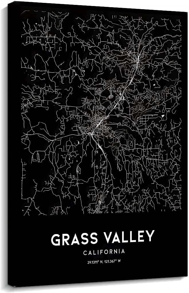 Amazon.com: Luosucsf Grass Valley Map Poster Wall Art, Ca City Map ...
