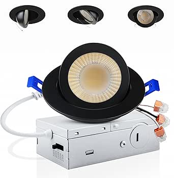Adetu 3 Inch Gimbal Black Led Recessed Lighting, 360°+90° Adjustable ...