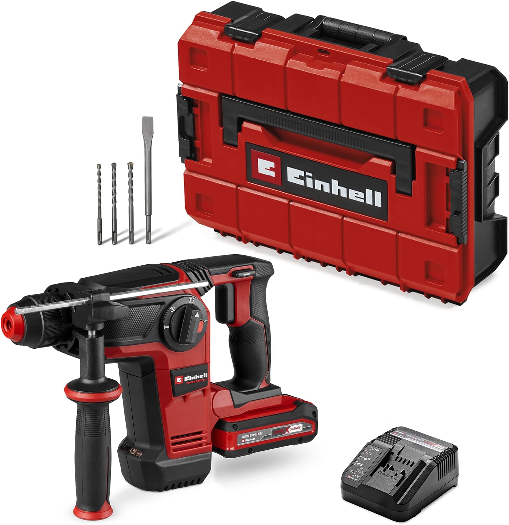 Einhell Professional Akku-Bohrhammer TP-HD 18/28 Li BL +4 (1x 3,0Ah+) Power X-Change (18 V ...