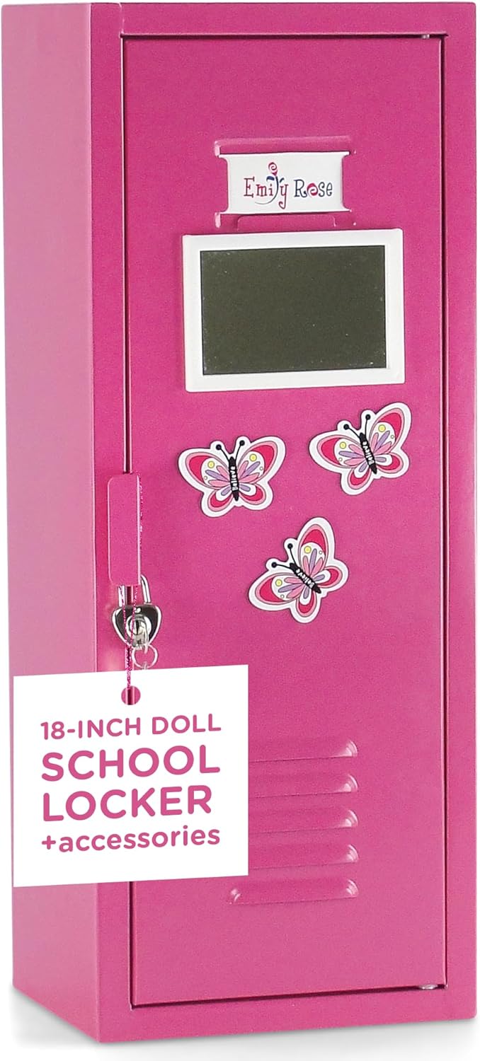 Amazon.com: Emily Rose 18 Inch Doll Storage Locker Pink Metal School ...