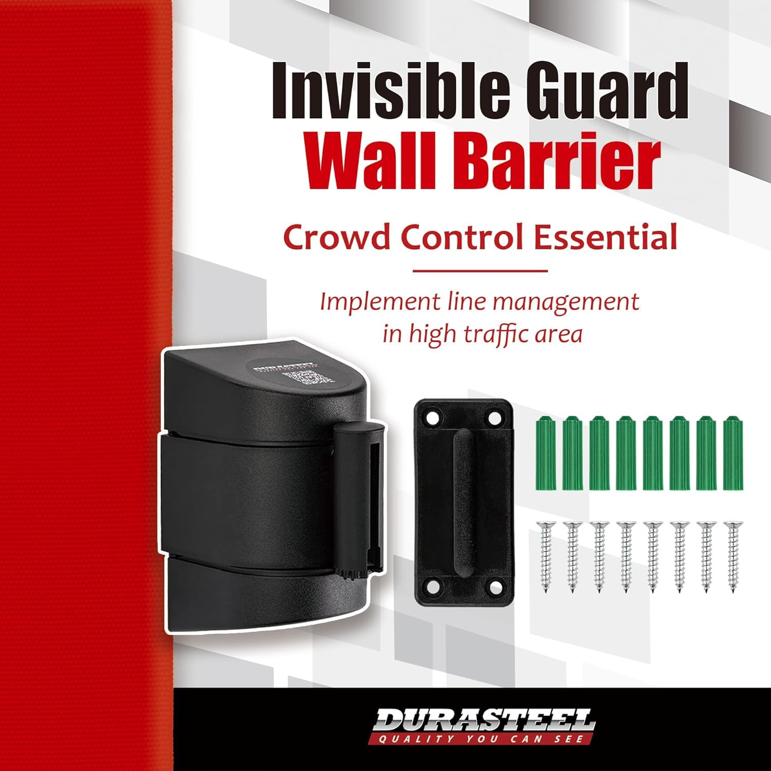 Snapklik.com : DuraSteel Wall Mount Crowd Control Retractable Belt ...