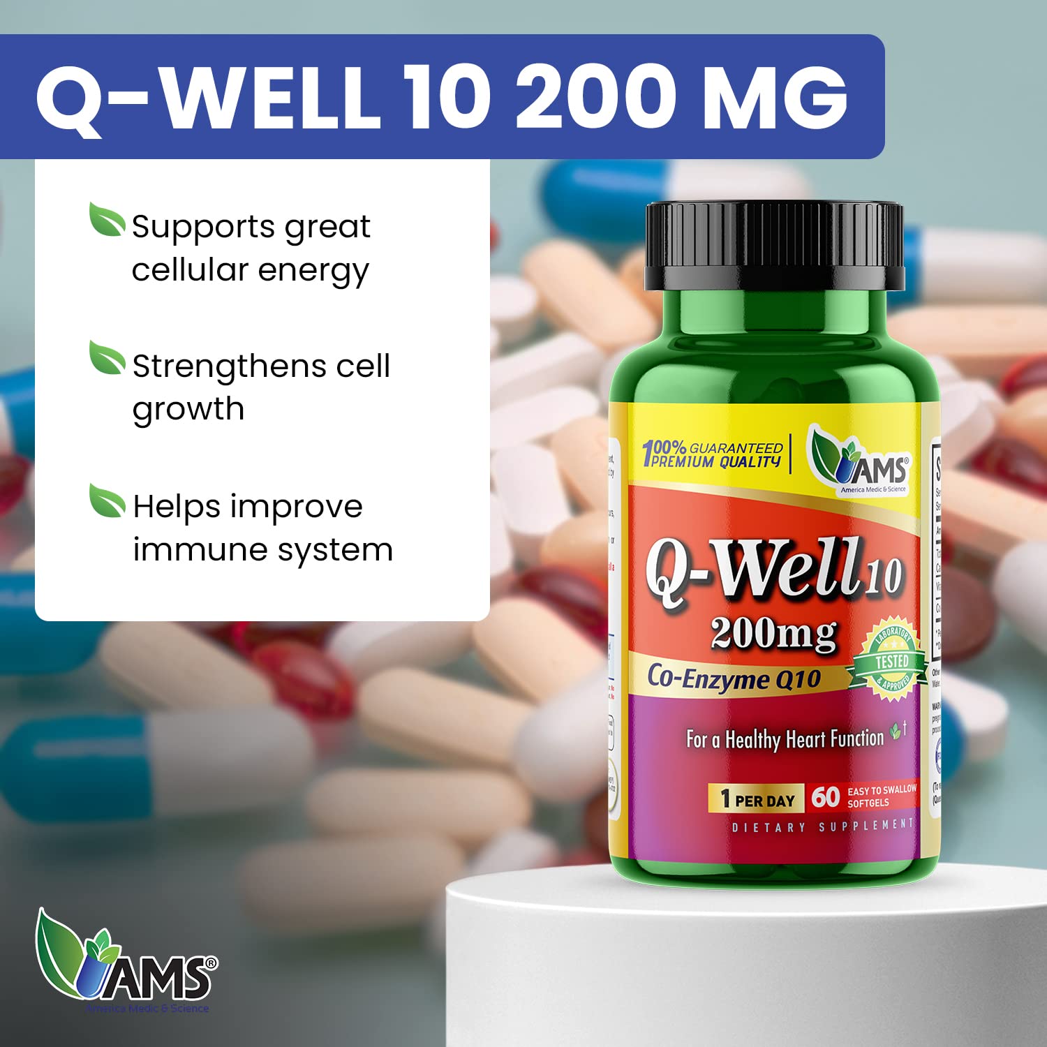 America Medic & Science Q-Well-10 (60 Cápsulas) | CoQ10 200mg em ...