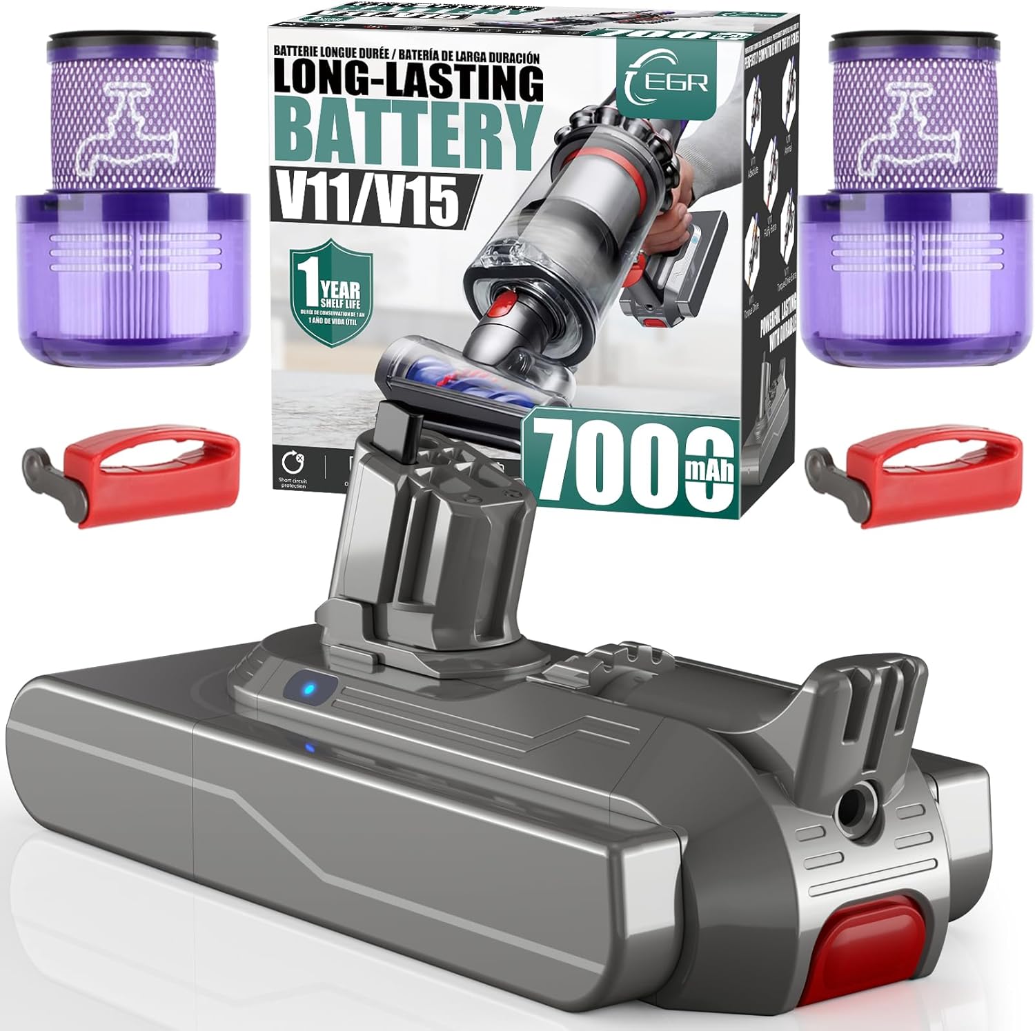 Amazon.com: EGR 7000mAh V11 Battery Replacement Compatible with Dyson ...