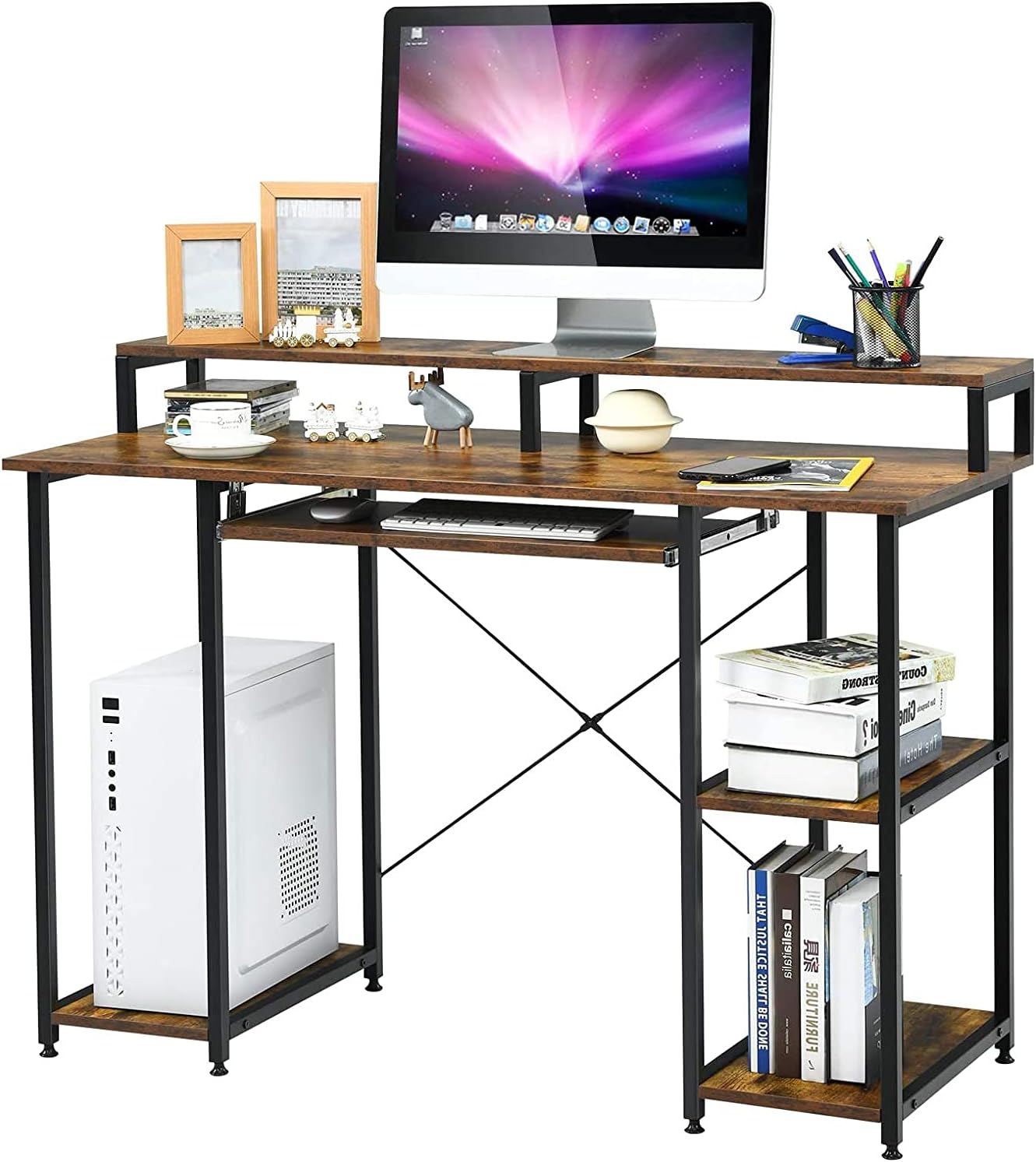 Amazon.com: FDW Computer Desk 46" Gaming Writing Desk with Keyboard ...