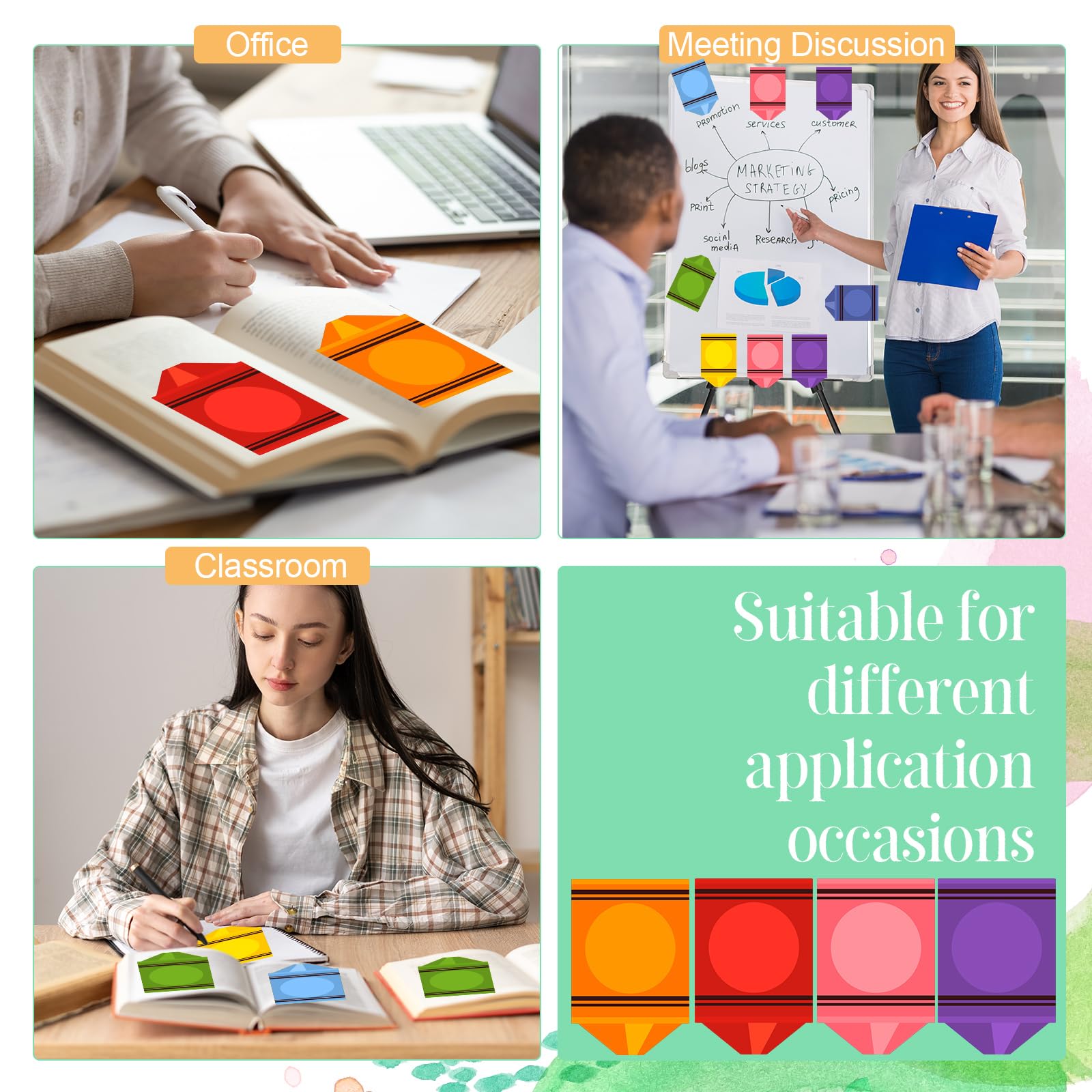 Snapklik.com : 16 Pcs 480 Sheets Crayon Sticky Notes Back To School ...