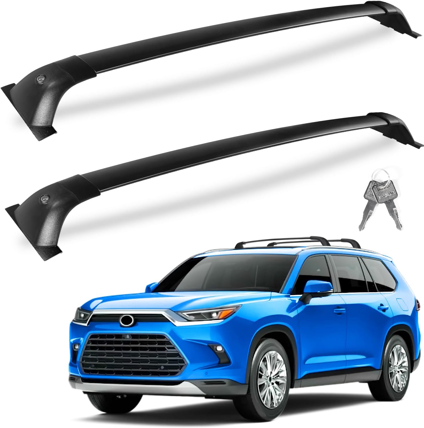 KINGGERI Lockable 260LBS Roof Rack Cross Bars Compatible with Toyota ...