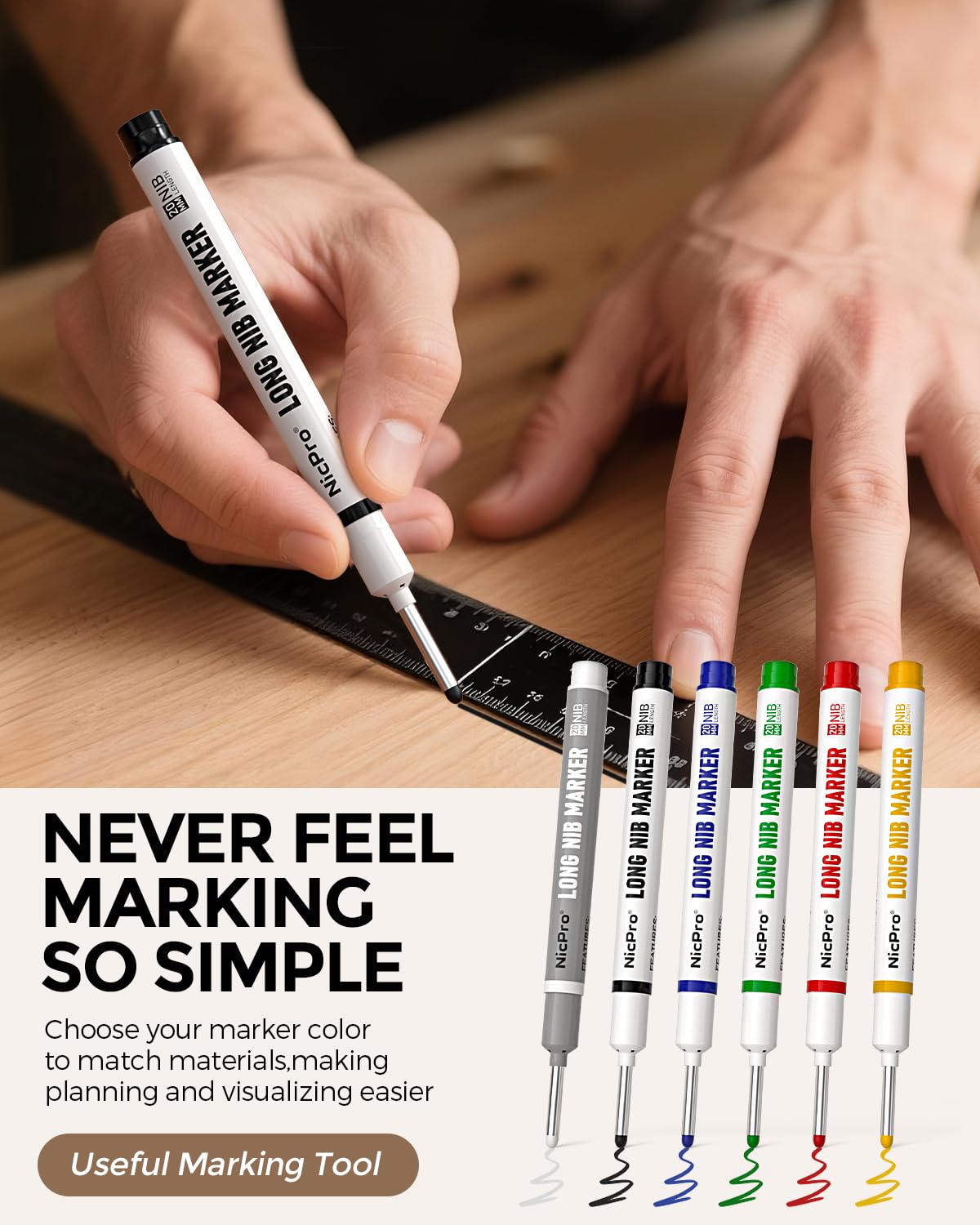 Snapklik.com : 12 PCS Long Nib Marker Pens, 20mm Deep Hole Markers ...