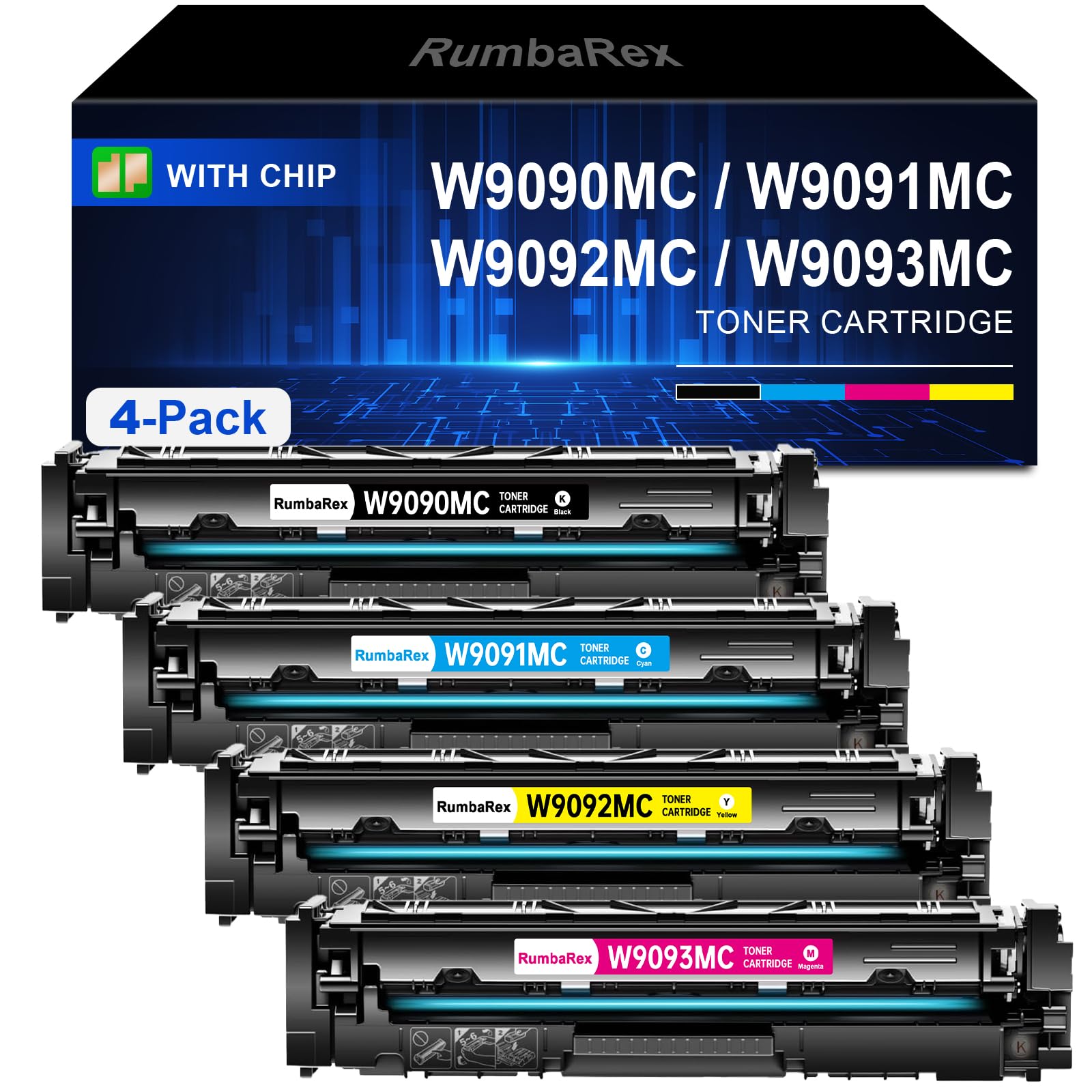 Amazon.com: W9090MC W9091MC W9092MC W9093MC Toner Cartridge Replacement ...