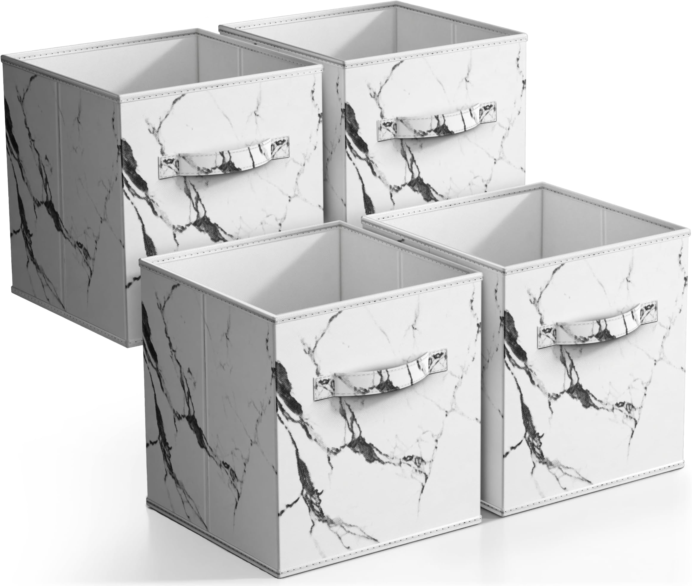 Amazon.com: Urban Shop Marble Storage Cubes, Set of 4, Grey/White ...