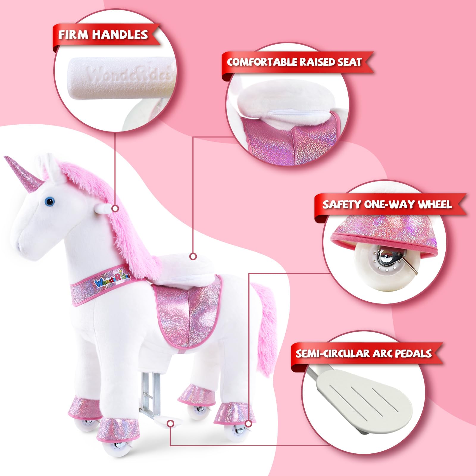 Snapklik.com : WondeRides Ride On Unicorn Horse Pink Pony Cycle Toy, 30 ...