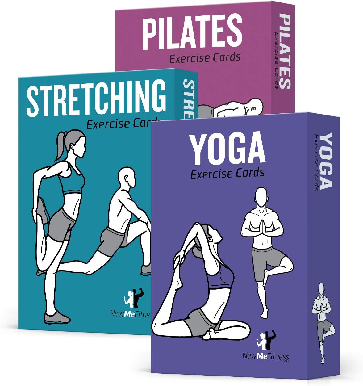 Amazon.com: NewMe Fitness Exercise Cards 3 Pack - Yoga, Stretching ...