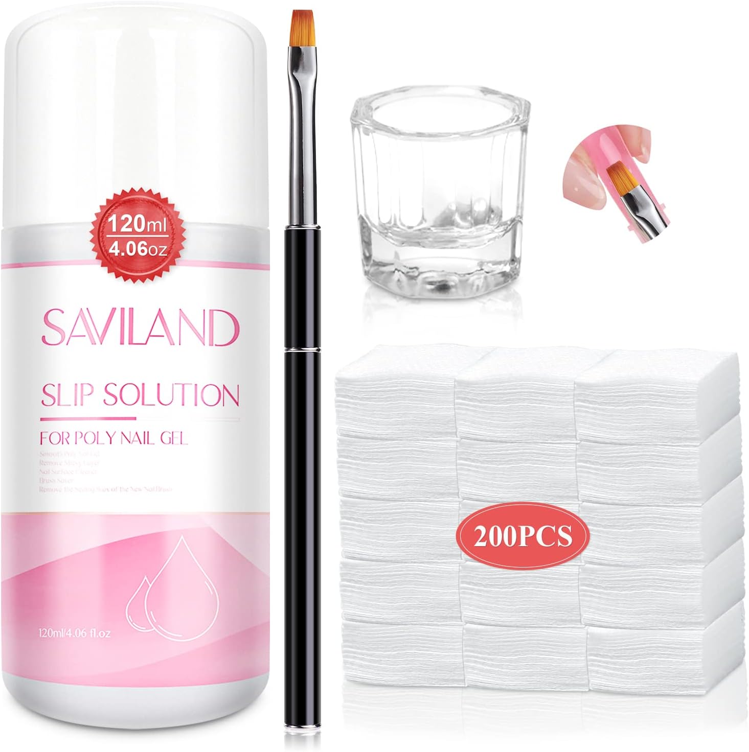 Saviland Poly Gel Slip Solution Kit: 120ML Anti-Stick Nail Thickening ...