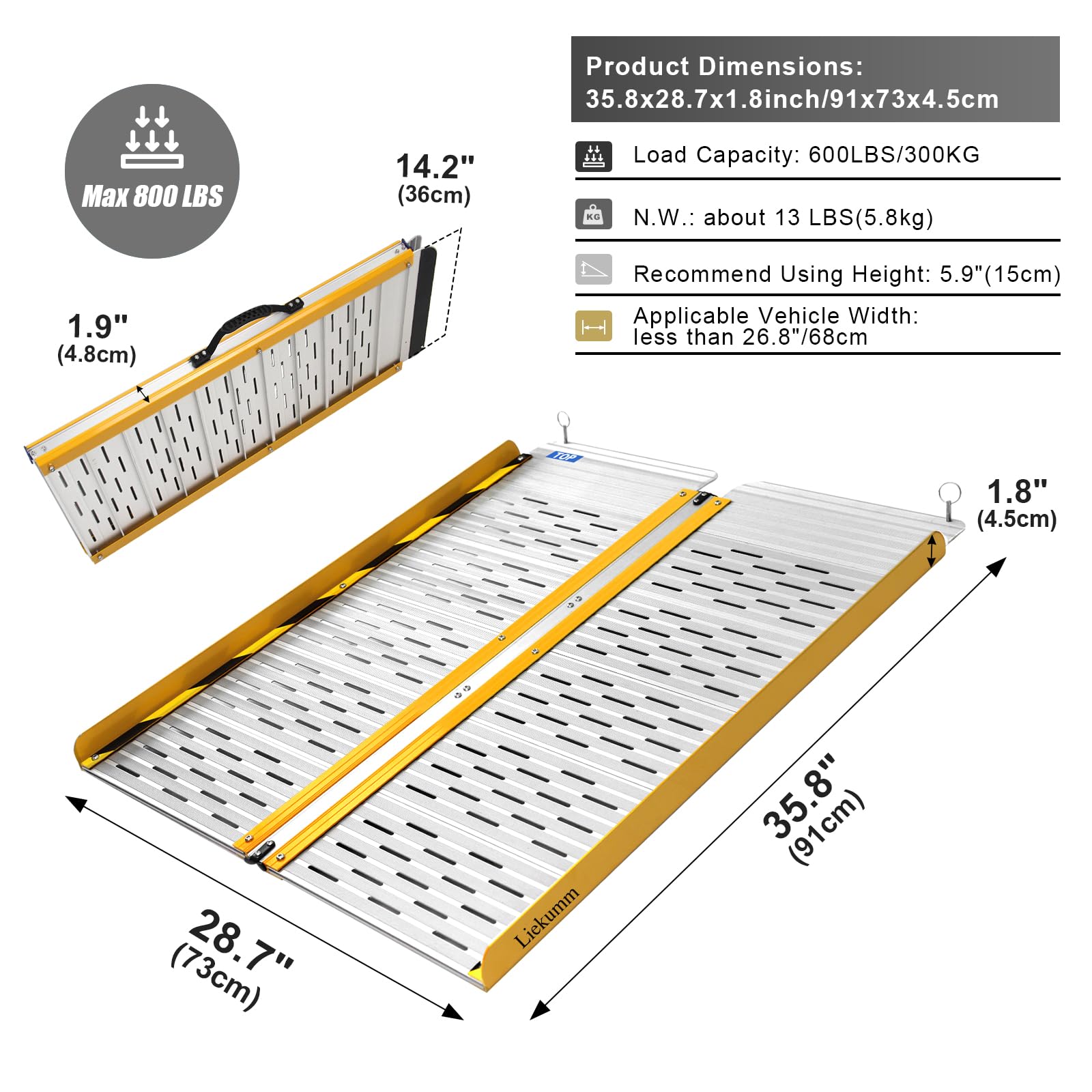 Snapklik.com : LIEKUMM Portable Wheelchair Ramp600LBS CapacityPrevent ...
