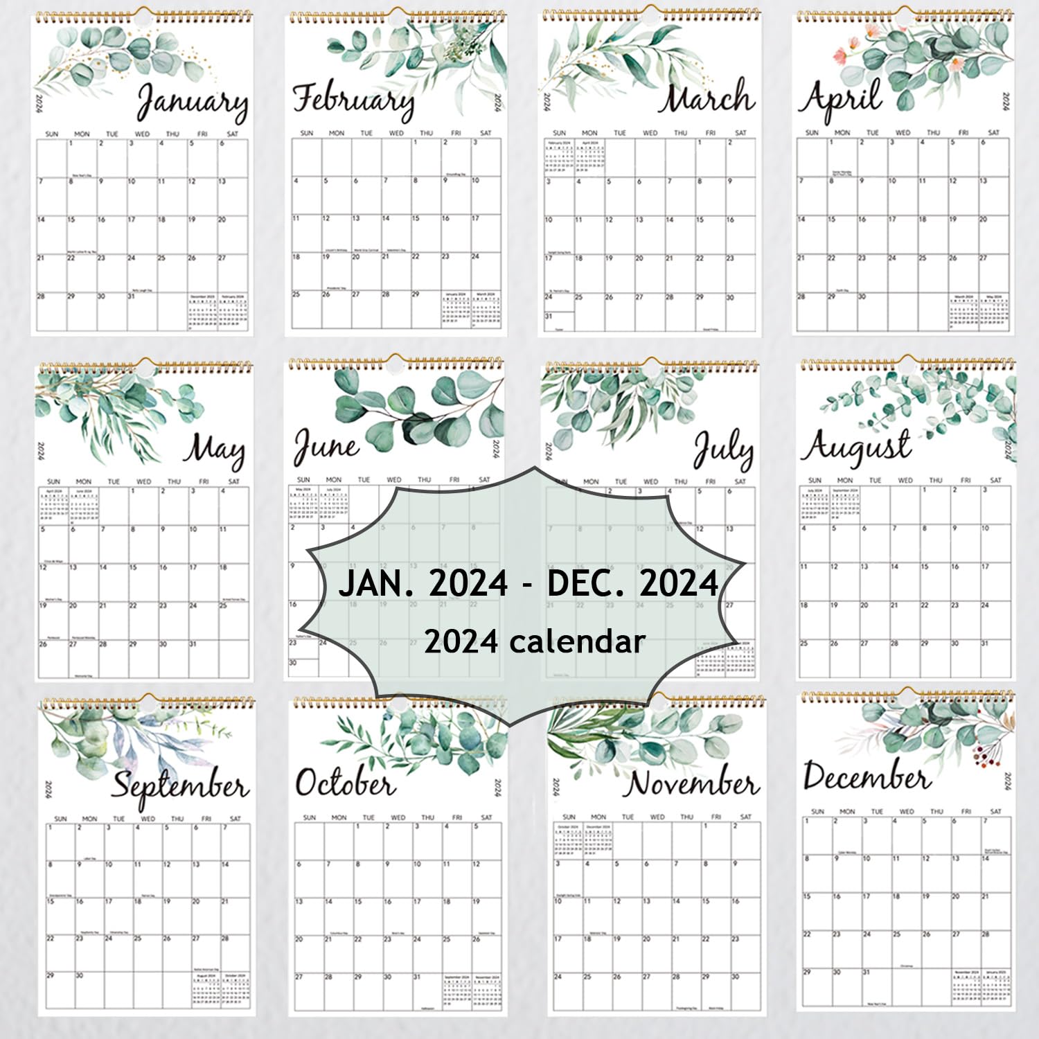 Snapklik.com : 2024 Calendar - Wall Calendar From January 2024 To ...
