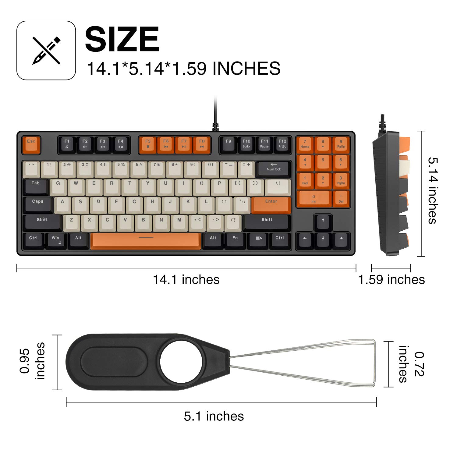 Havit Mechanical Keyboard, Wired Compact PC Keyboard with Number Pad ...