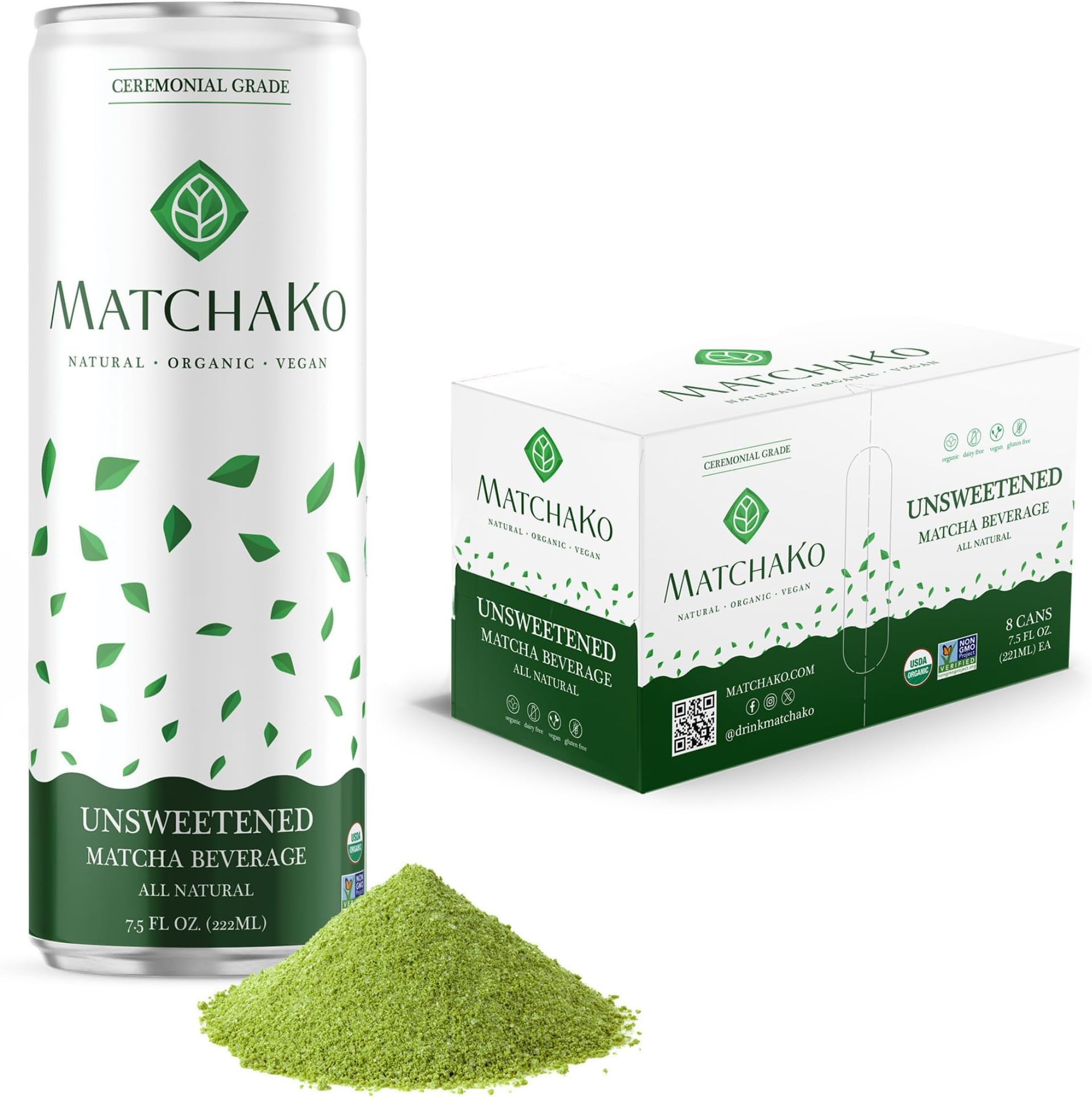 Amazon.com: MatchaKo Unsweetened Matcha Beverage, Organic, Vegan, Made ...