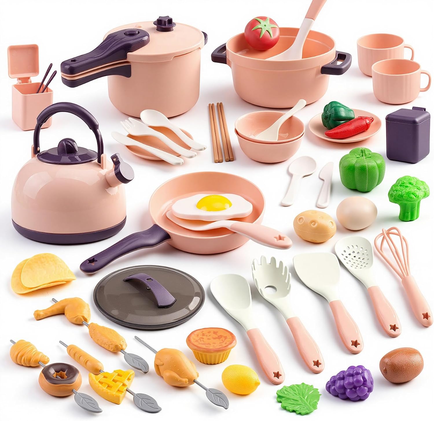 Amazon.com: 60Pcs Kids Mini Play Kitchen Accessories, Pretend Cooking ...