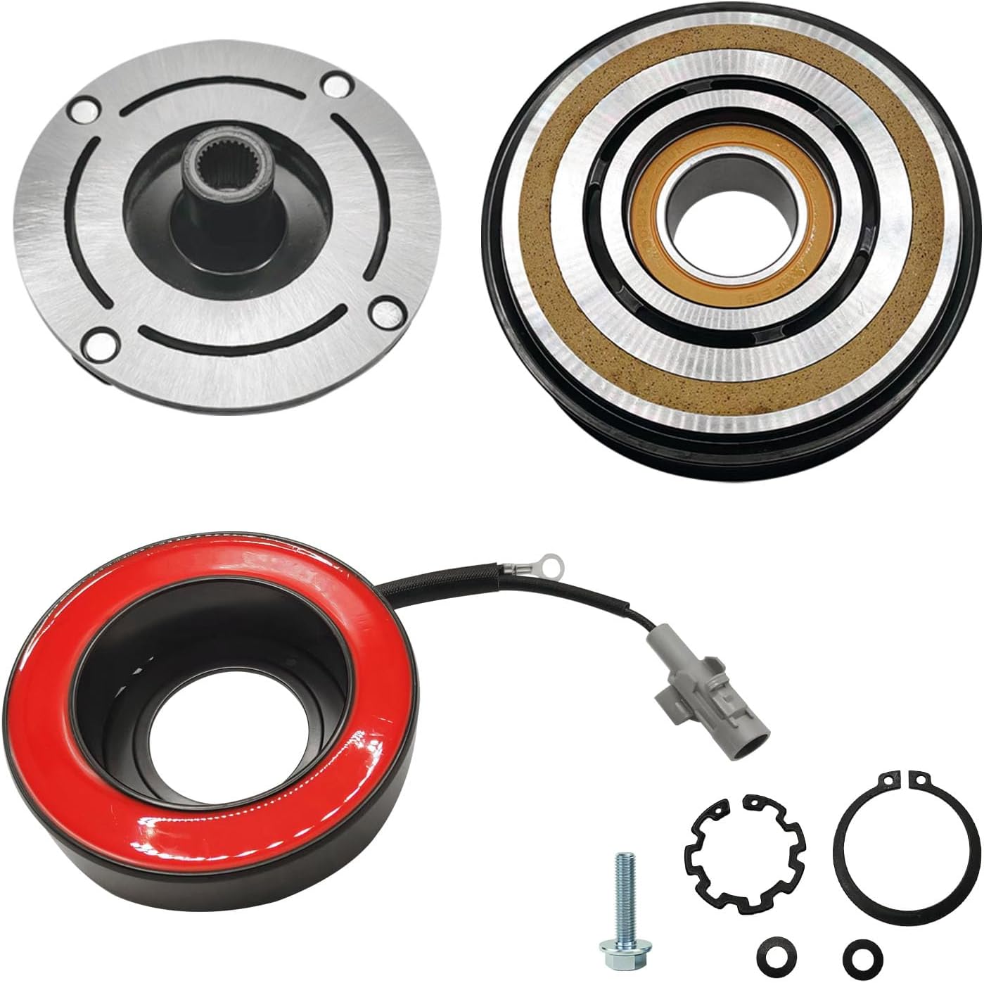 Amazon.com: A/C Compressor Clutch Assembly Kit Plate Pulley Bearing ...